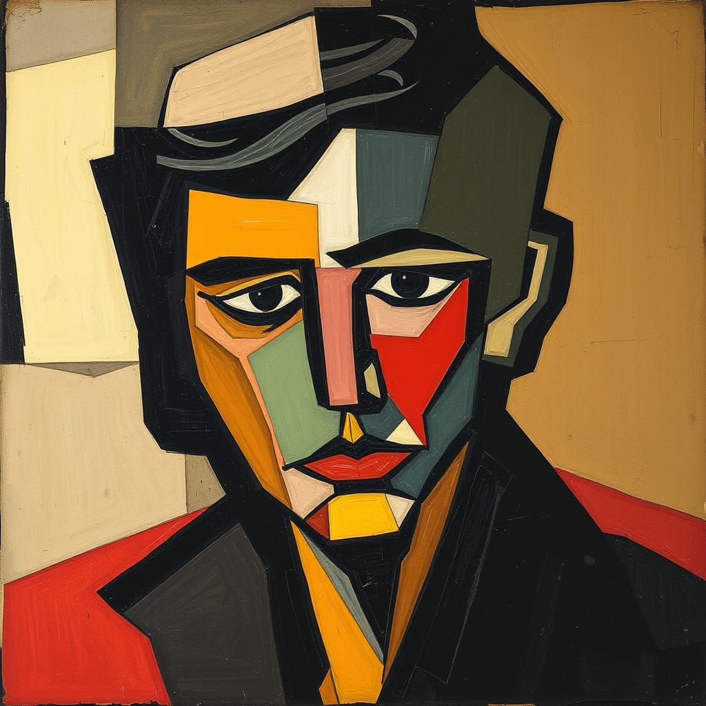 Vorticist Portrait with Fragmented Features - AI Art