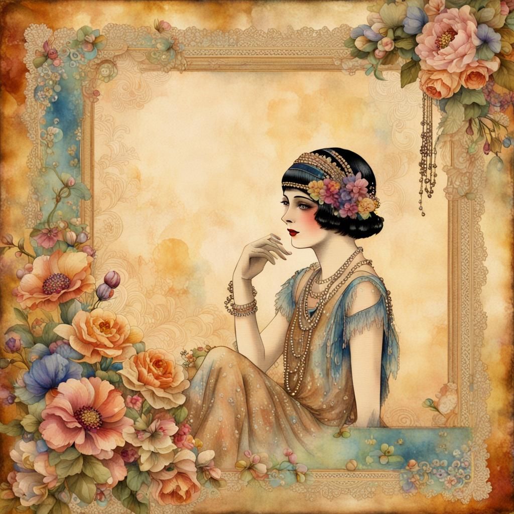 Flapper and Flowers - AI Generated Artwork - NightCafe Creator
