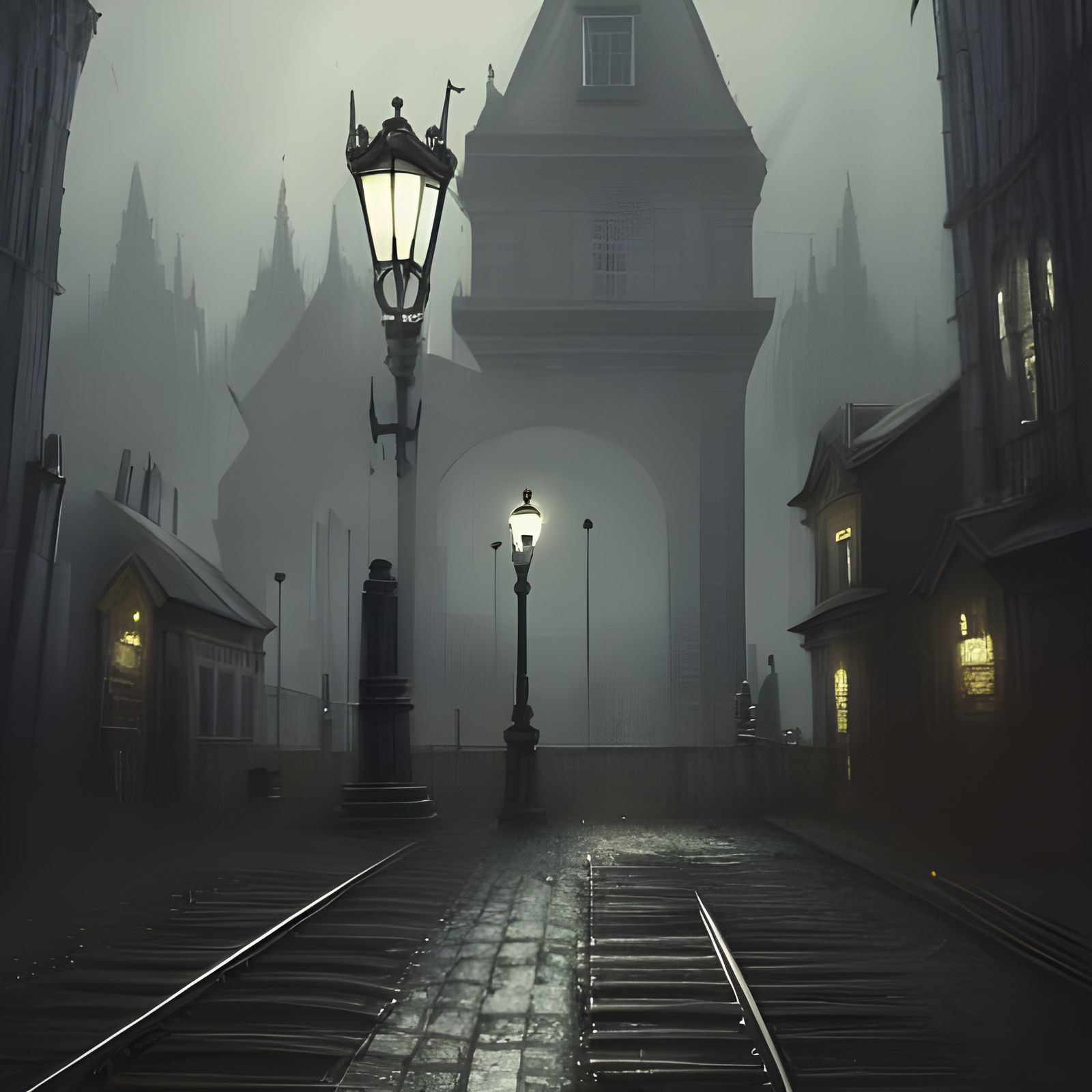 The Gothic Train Rail Last Stop - AI Generated Artwork - NightCafe Creator