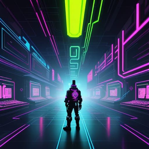 Secret Level Pac-Man - Pixel Pac-Man in a Futuristic Neon Ma...