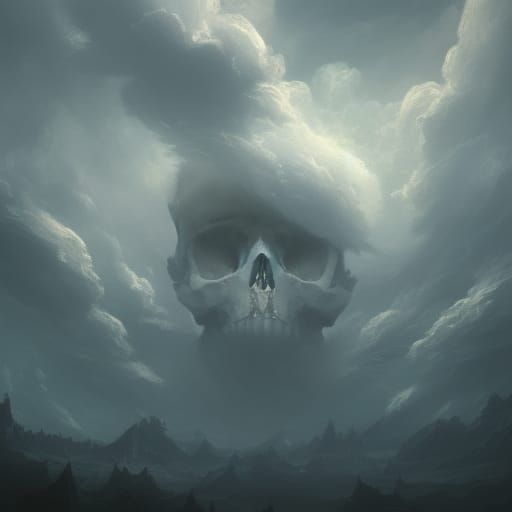 A skull in sky have beard made from cloud - AI Generated Artwork ...
