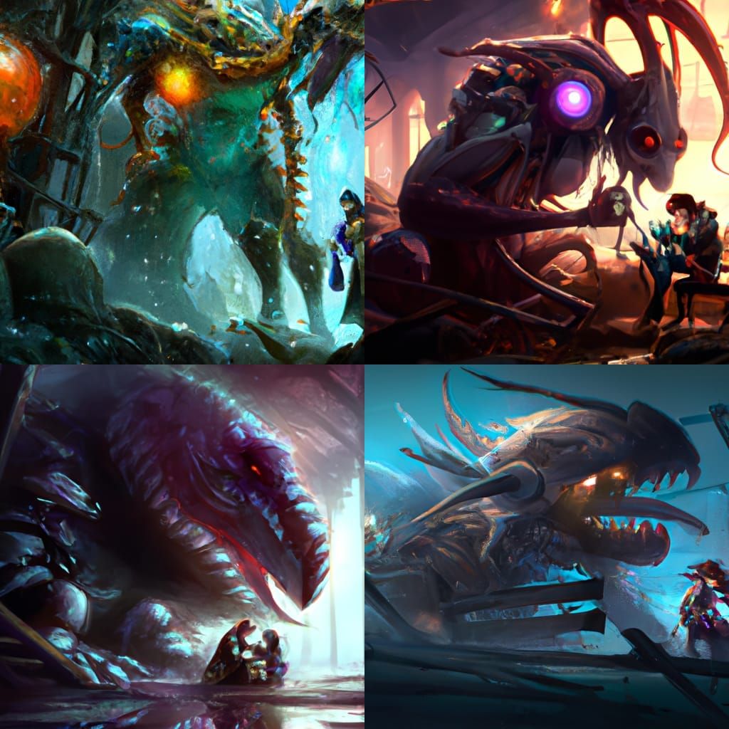 A woman doctor treating a sick monster in pain on a dreadful scenario ...