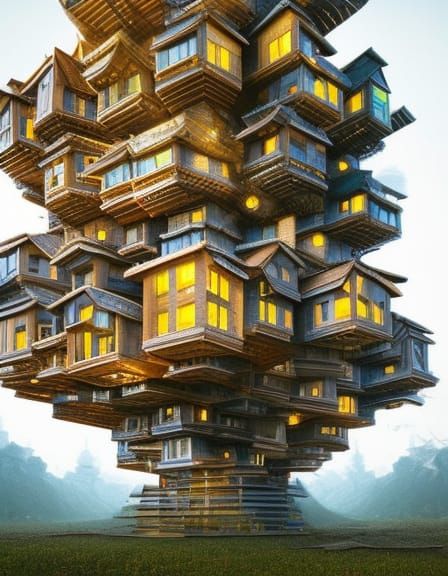 Escher & Koons honeycomb village | @DarkStahl - AI Generated Artwork ...