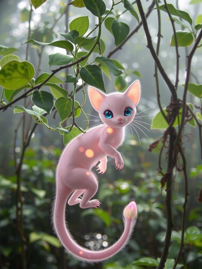 Realistic Mew Pokemon: A Nat Geo Style 3D Render - AI Art