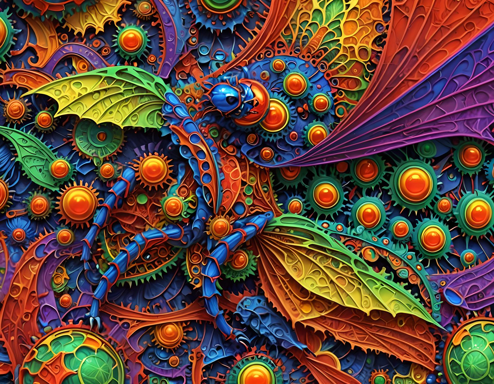 Neon Surreal Psychedelic Whimsical Alien Bat Critter ChromaDepth 3D ...