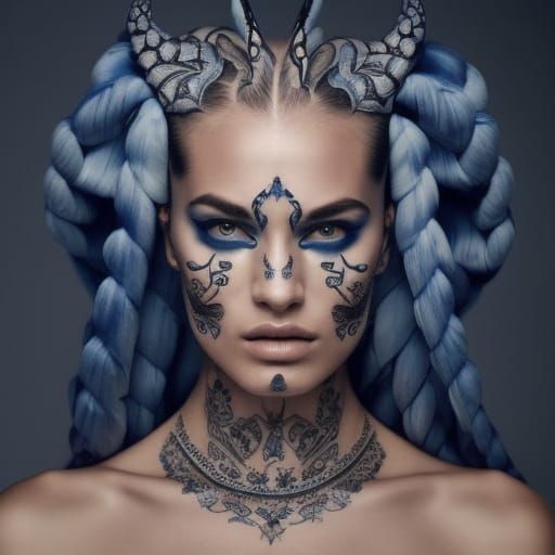 The Girl with the Delft Blue Tattoo - AI Generated Artwork - NightCafe ...