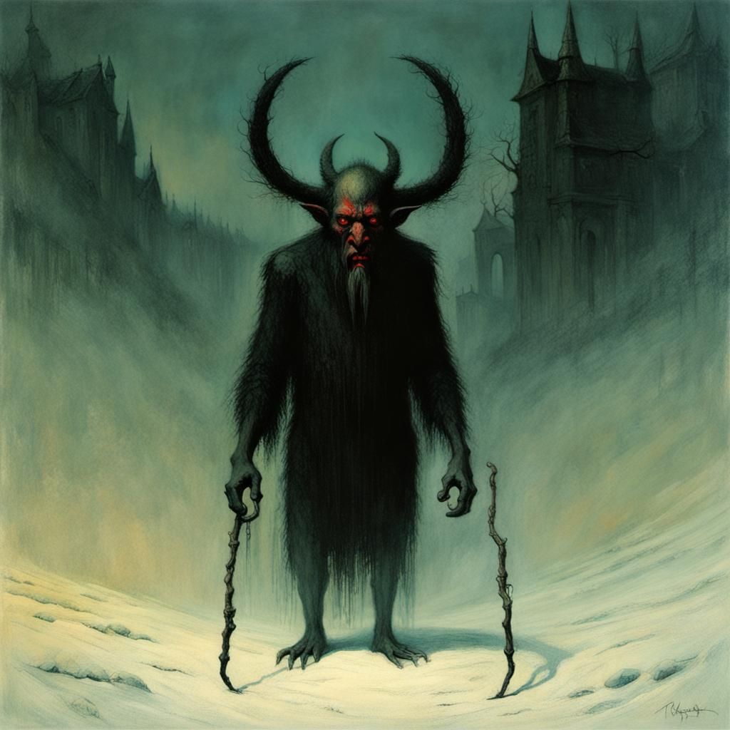 Krampus by Zdzislaw Beksinski - Surrealistic Illustration of...