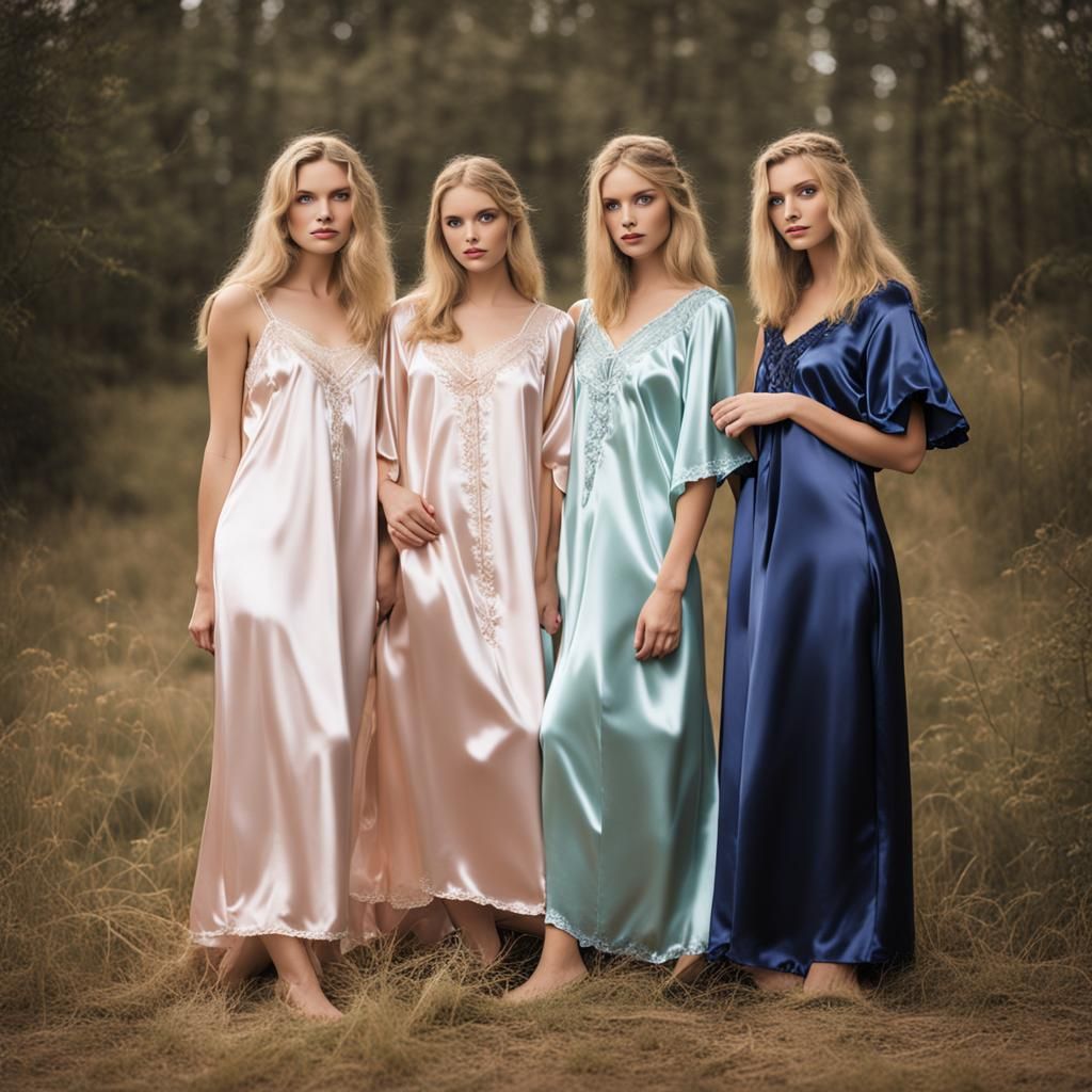 Satin nightgowns for beautiful girls - AI Generated Artwork - NightCafe ...