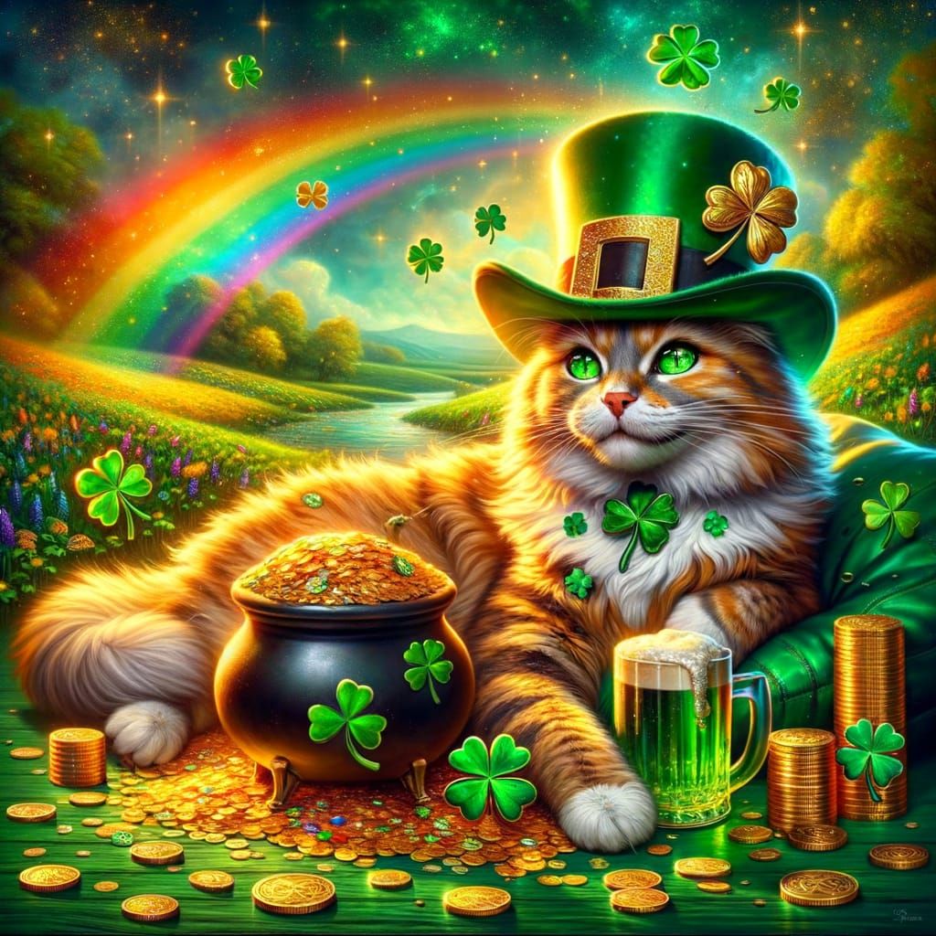 a charismatic cat dressed for St. Patrick’s Day