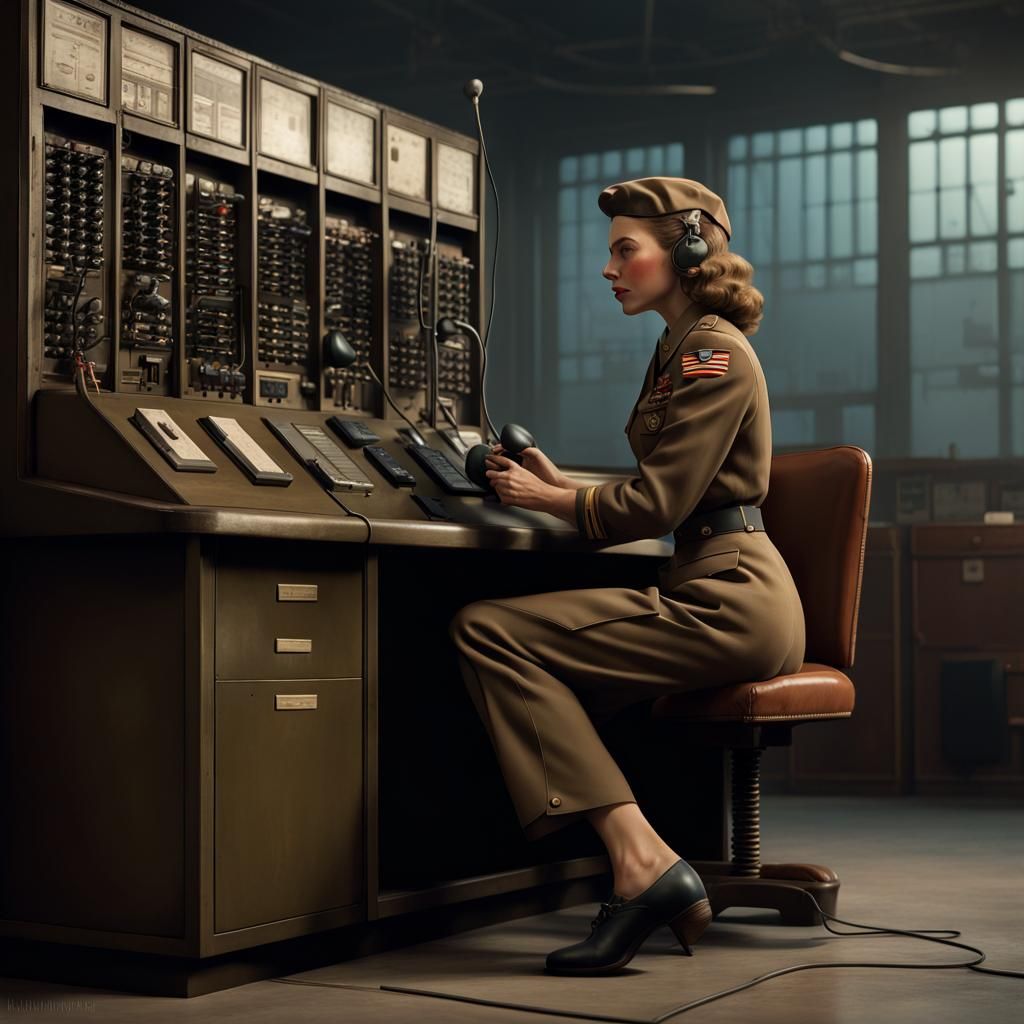 Military Woman, Telephone Switchboard Operator - AI Generated Artwork ...