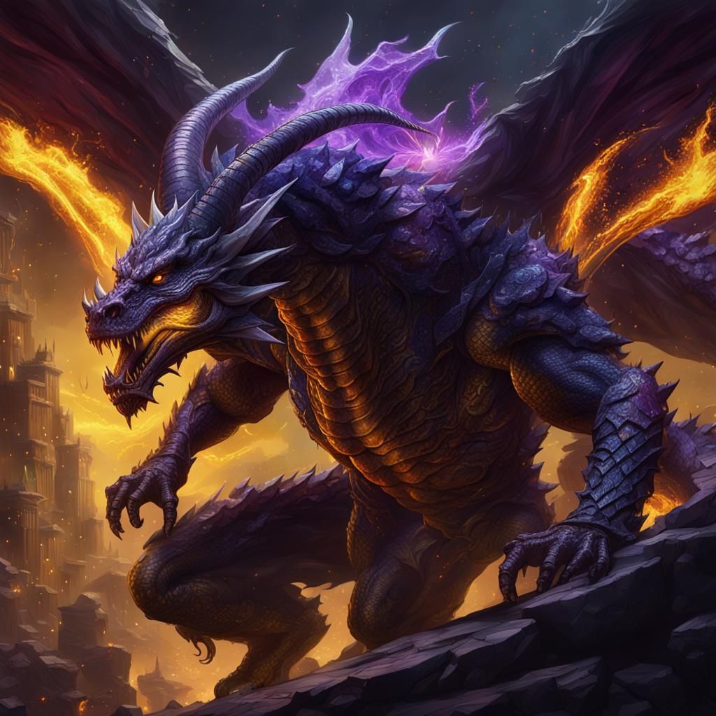 A man morphing into a dragon, agony, magical transformation, high angle ...