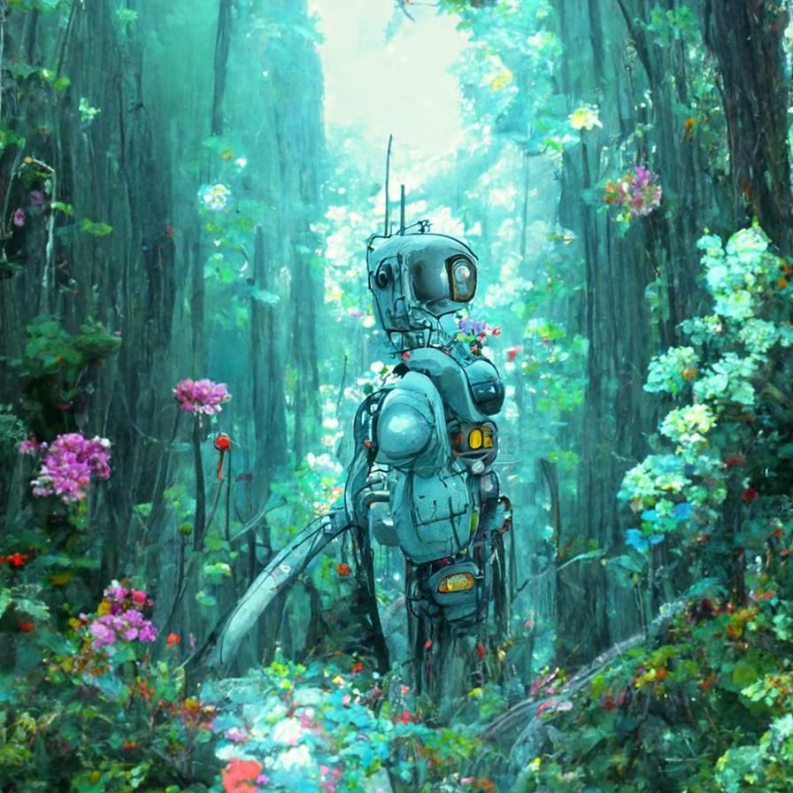 Flowers and bots - AI Generated Artwork - NightCafe Creator