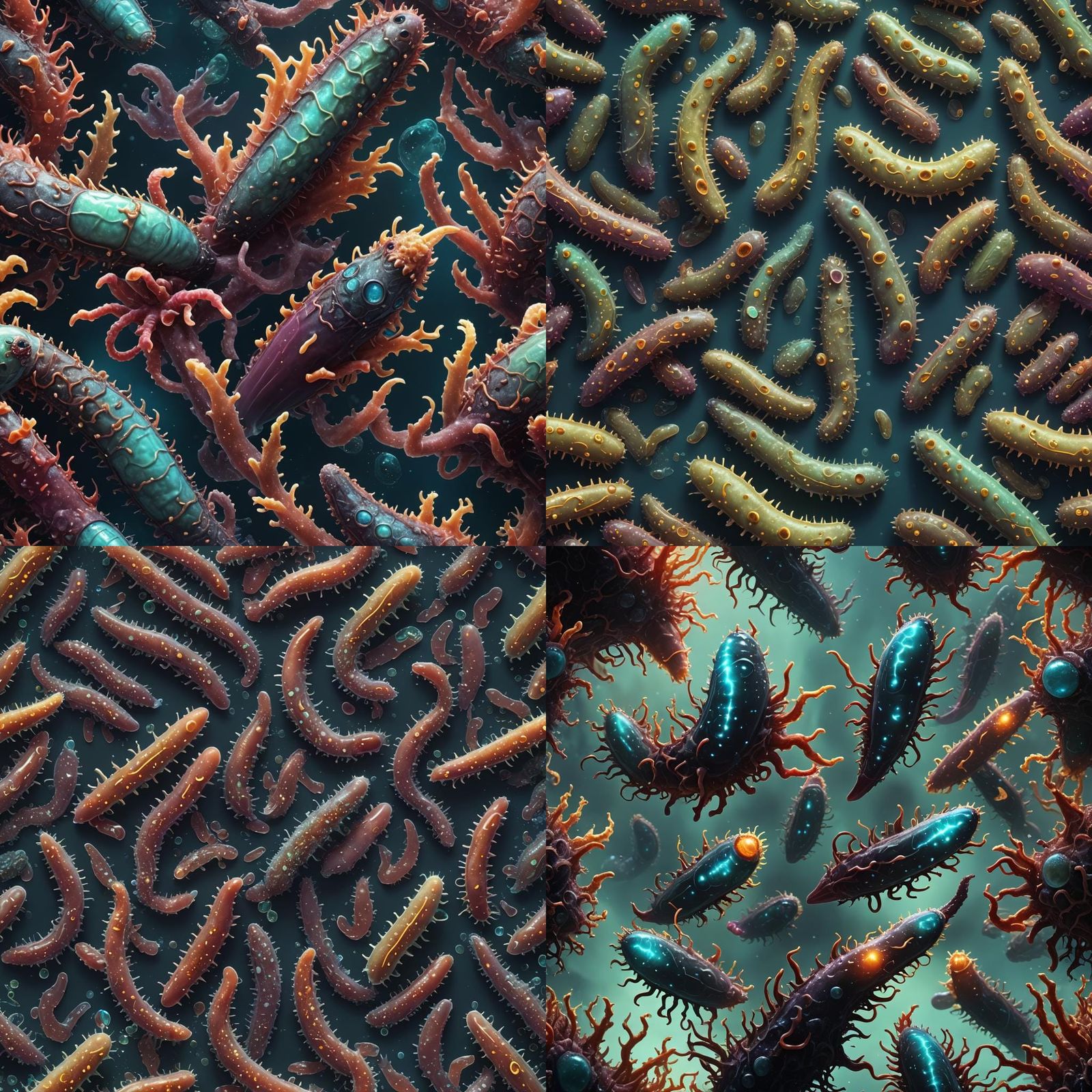 Demonic Bioluminescent extraterrestrial parasite sea cucumber - AI ...