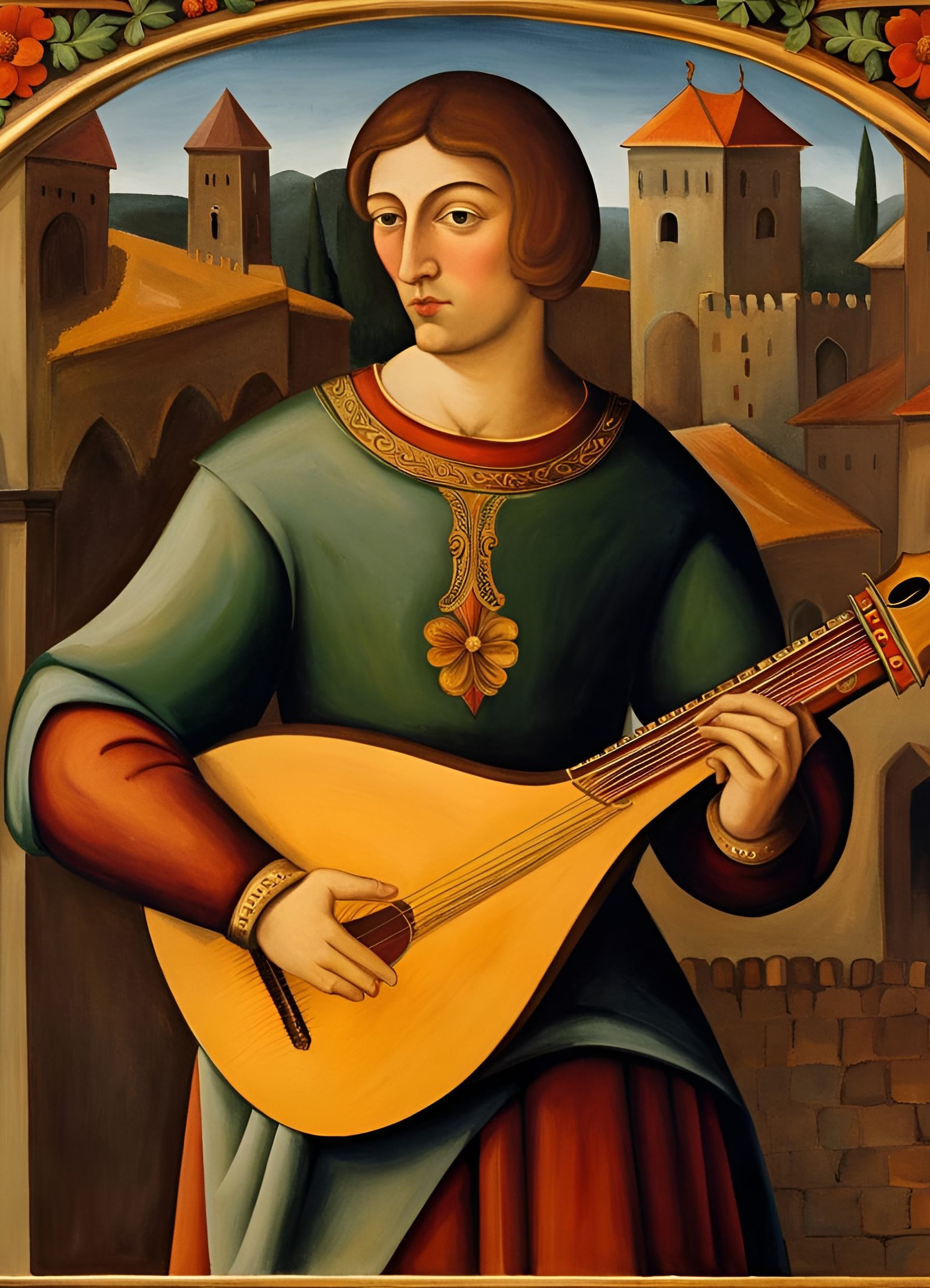 Medieval Minstrel with Lute - AI Generated Artwork - NightCafe Creator