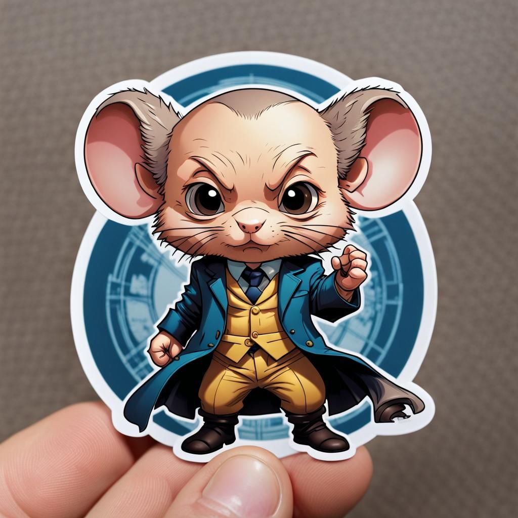 Chibi rodent dressed as professor x from x-men, sticker - AI Generated ...