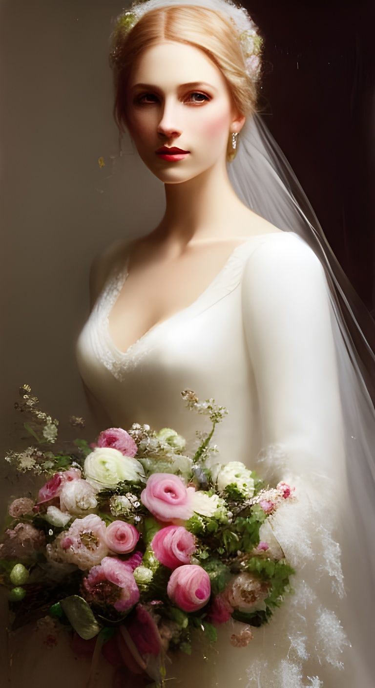 Bride with Bouquet - AI Generated Artwork - NightCafe Creator