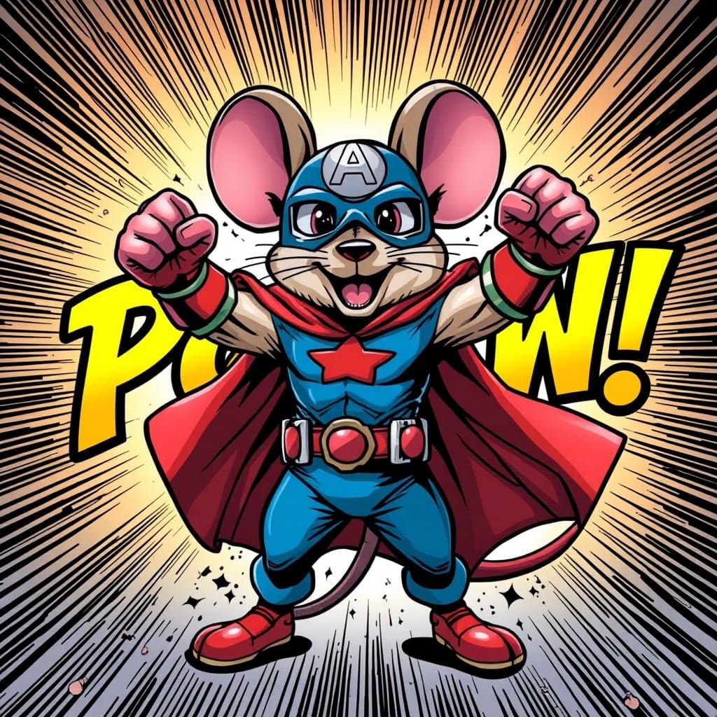 Marvel Mouse Superhero Unleashes POW!! in Dynamic ... - AI Art