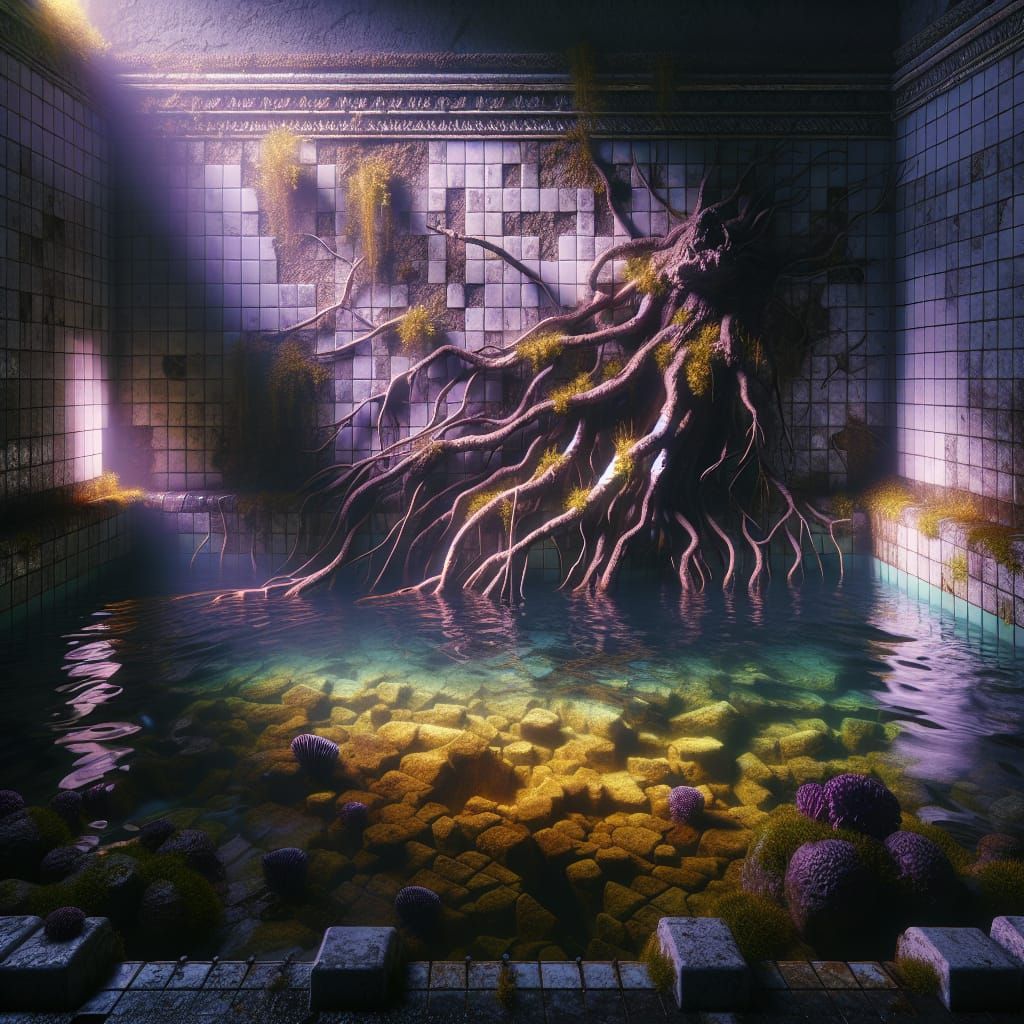 eerie underground pool - AI Generated Artwork - NightCafe Creator