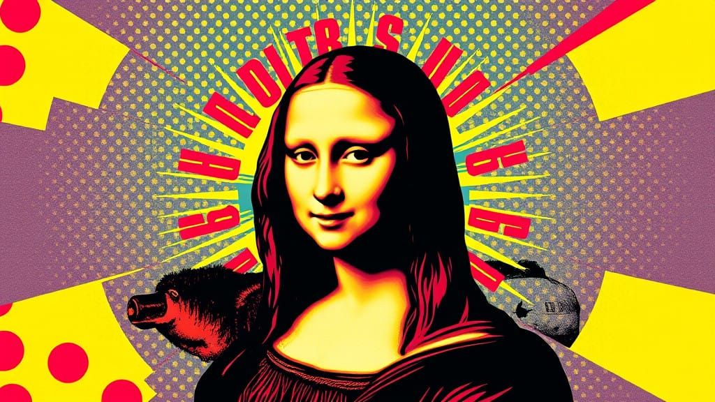 Pop Art Mona Lisa - Bold Pop Art Mona Lisa in Vibrant Color...