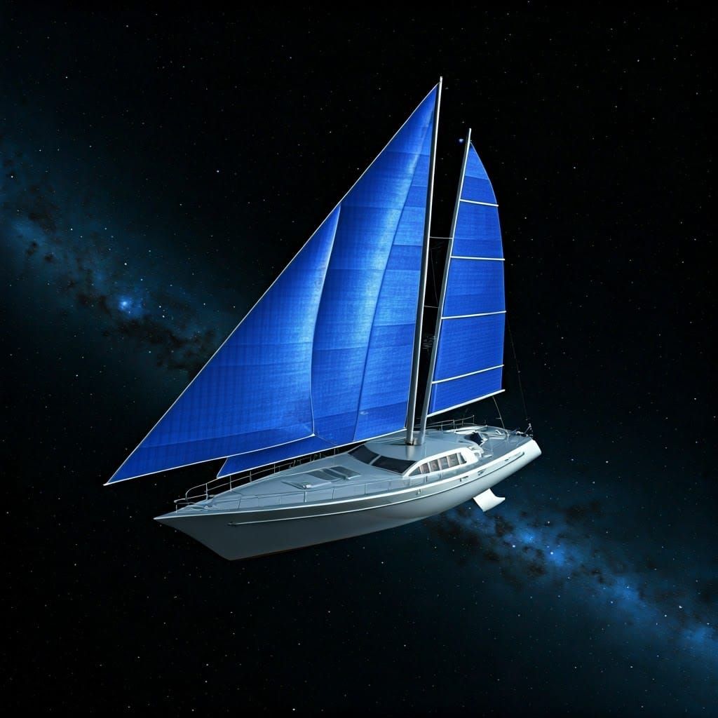 The space sailboat, it is futuristic and modern and sails all inflated ...