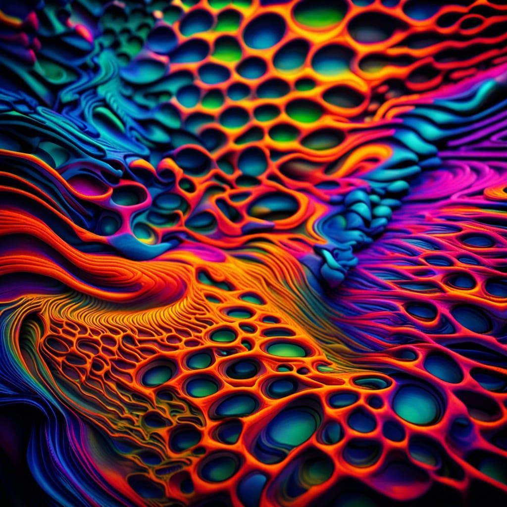 The ripples of love in this reality, vibrant radiant fluo colors ...