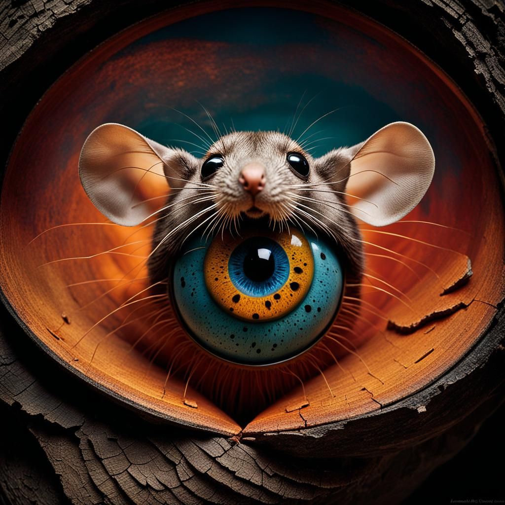 high resolution photograph of a Anthropomorphic mouse (emerging out of ...