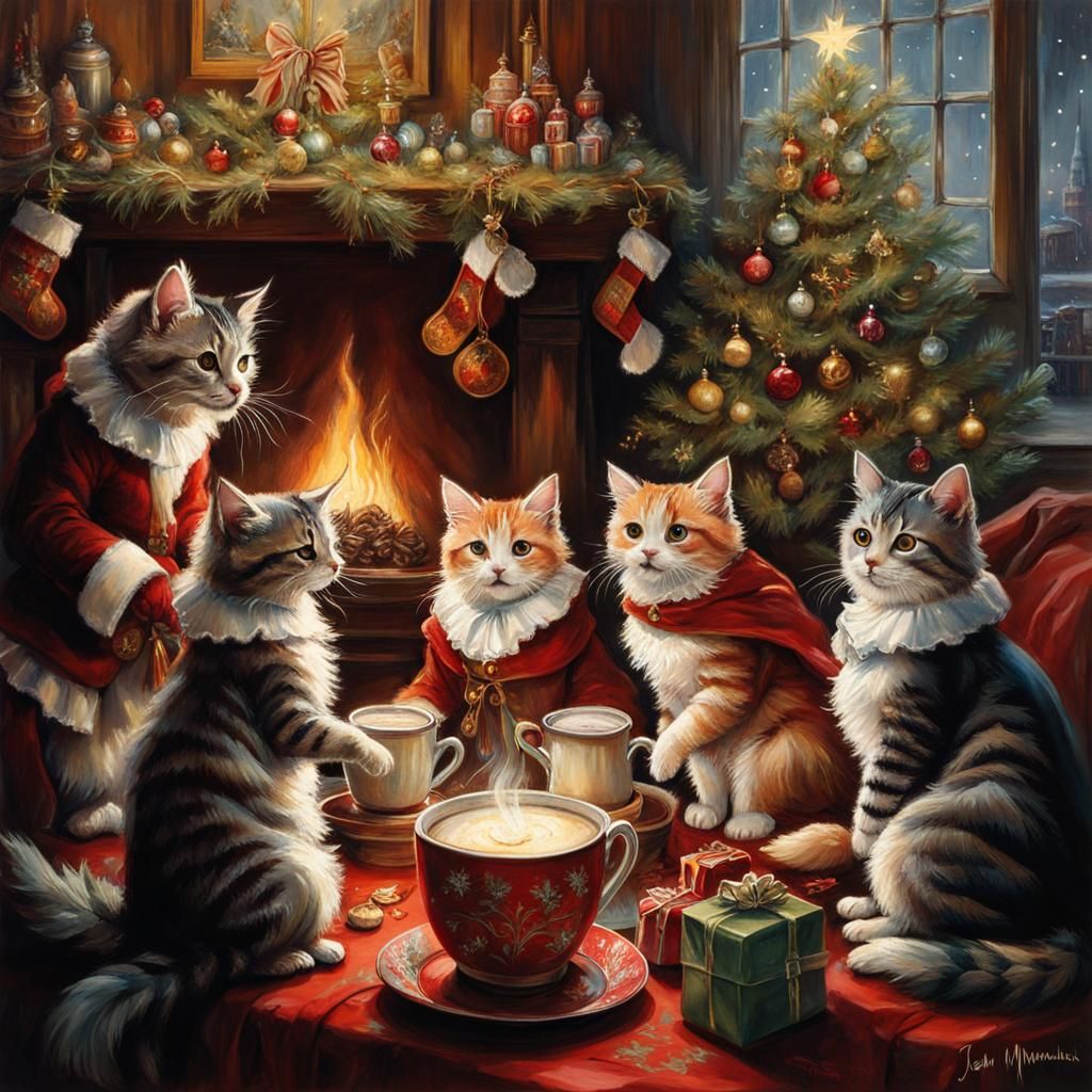 Christmas cats - AI Generated Artwork - NightCafe Creator