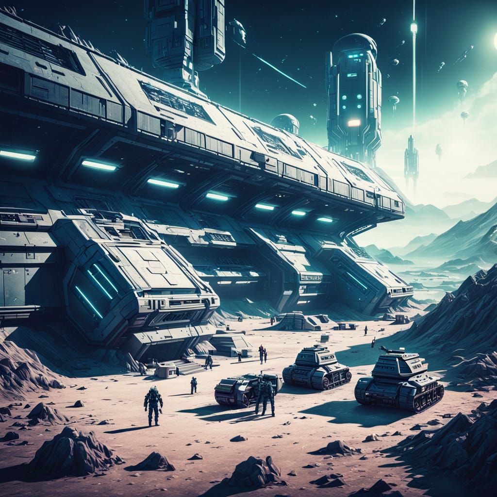 Epic Sci-Fi Alien Military Base in Cinematic Film ... - AI Art