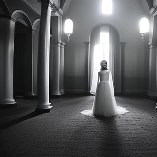 A Ghostly hauntingly very well lit portrait photographic picture of the ...