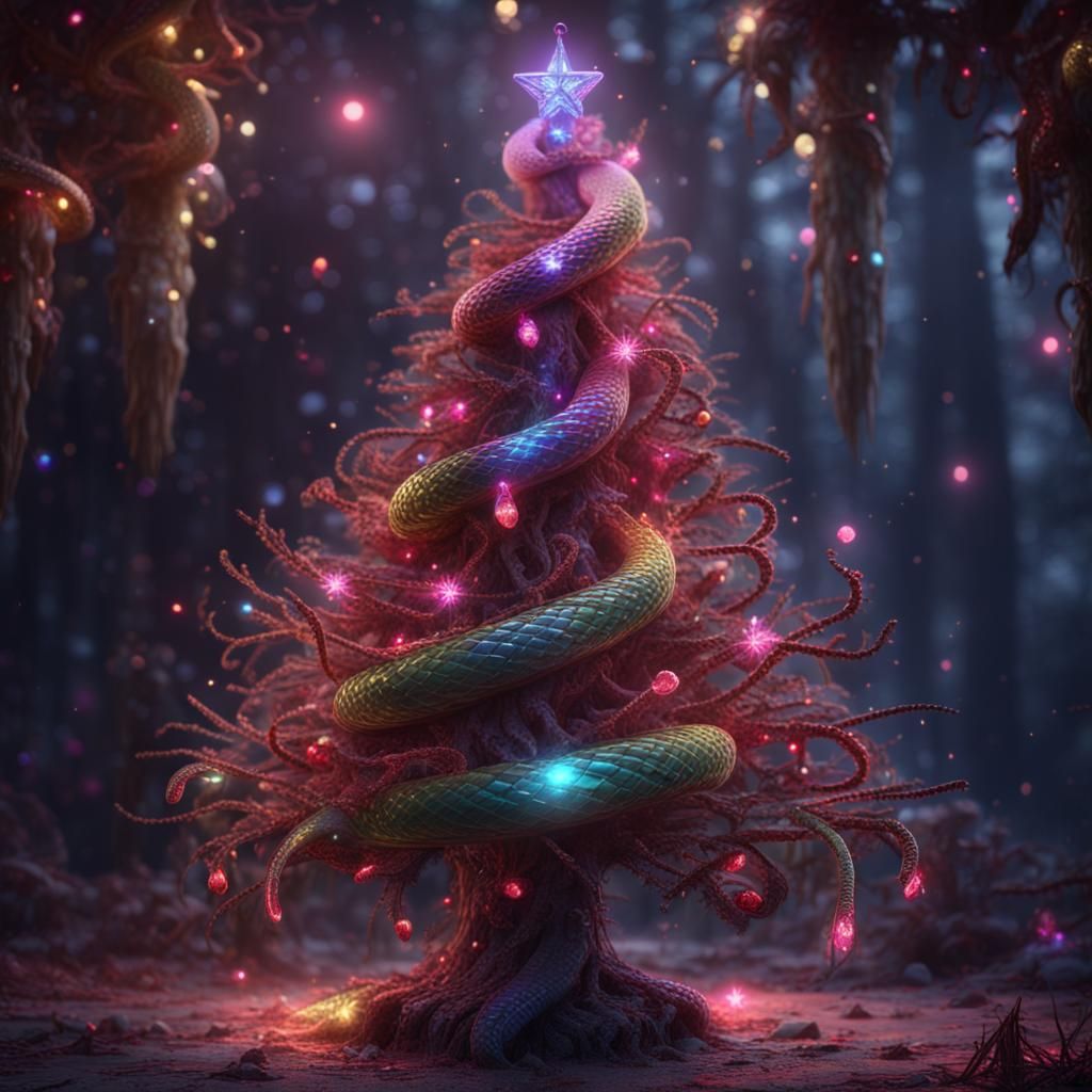 Serpent coiled in the Yule Tree - AI Generated Artwork - NightCafe Creator
