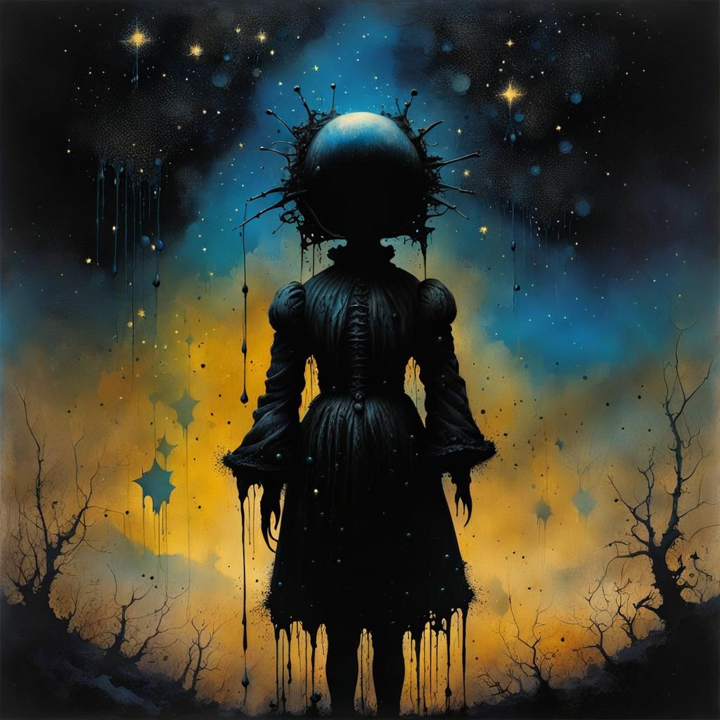 Ink splash creepy girl - AI Generated Artwork - NightCafe Creator