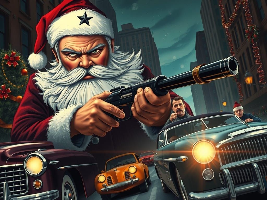 Bad Santa - Vintage-Style Poster of a Chaotic Christmas