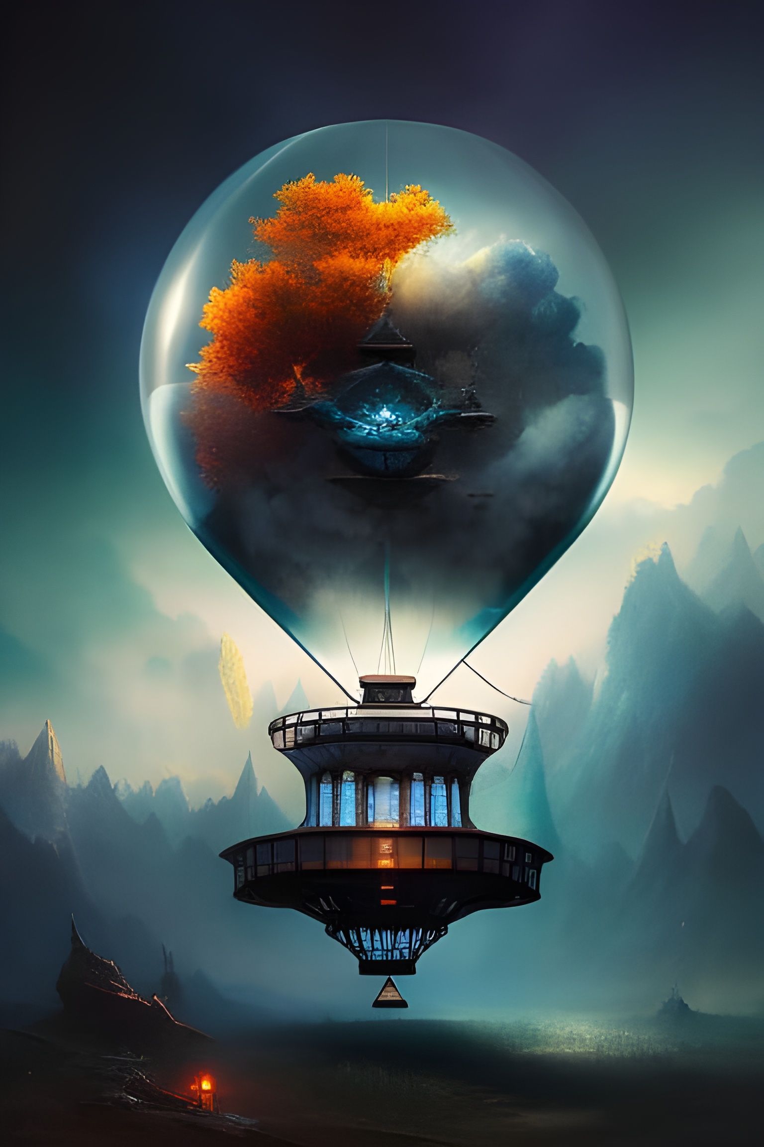 Solarpunk hot air balloon - AI Generated Artwork - NightCafe Creator