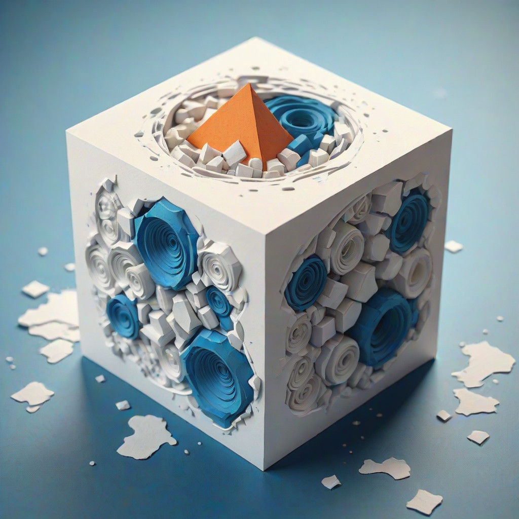 Intricate White Plaster Cube in Isometric Pencil D... - AI Art