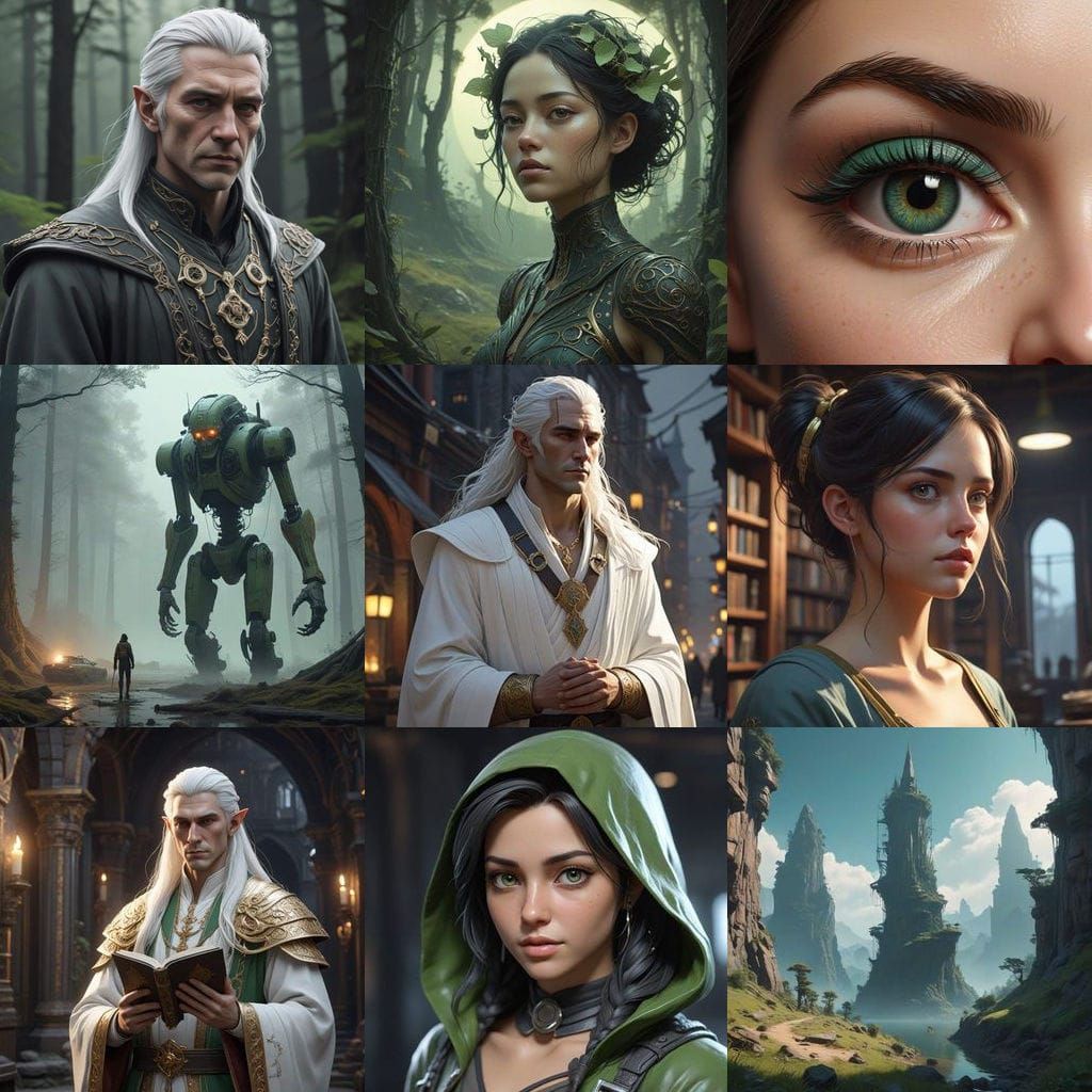 Ethereal Elf Magician in Elven Attire - AI Art