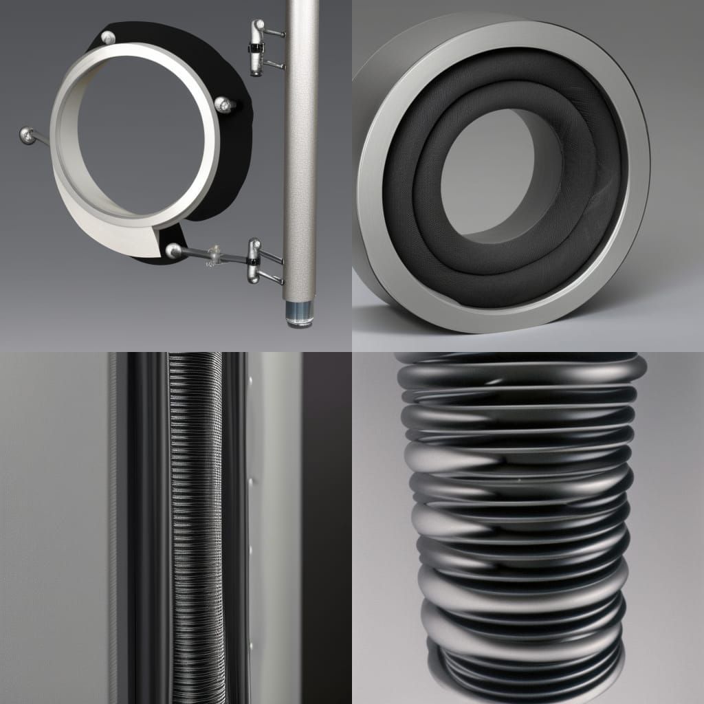 a side view of a black spring wrapped around a coaxial grey cylinder ...