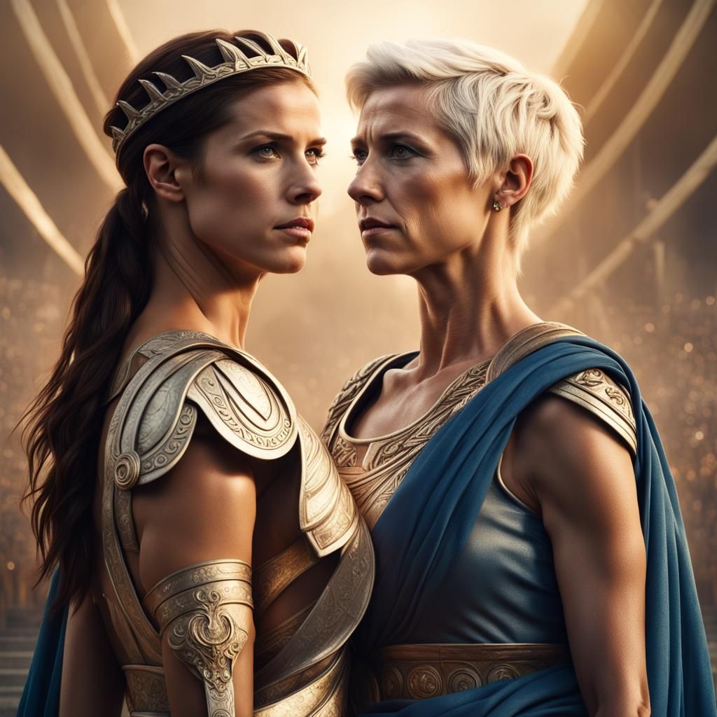 Alex Morgan and Megan Rapinoe as greek goddesses - AI Generated Artwork ...