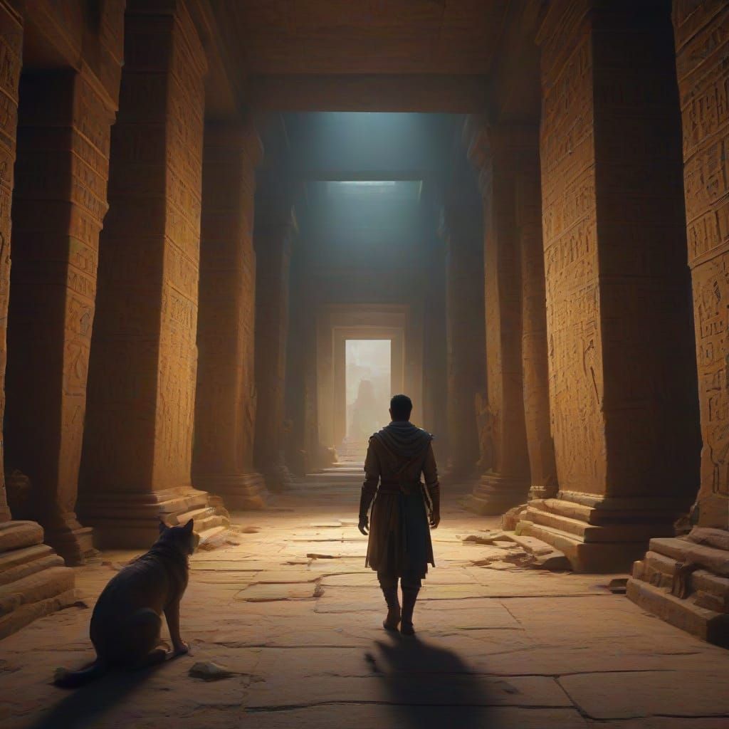 Archaeologist in Ancient Egyptian Inner Pyramid - AI Art