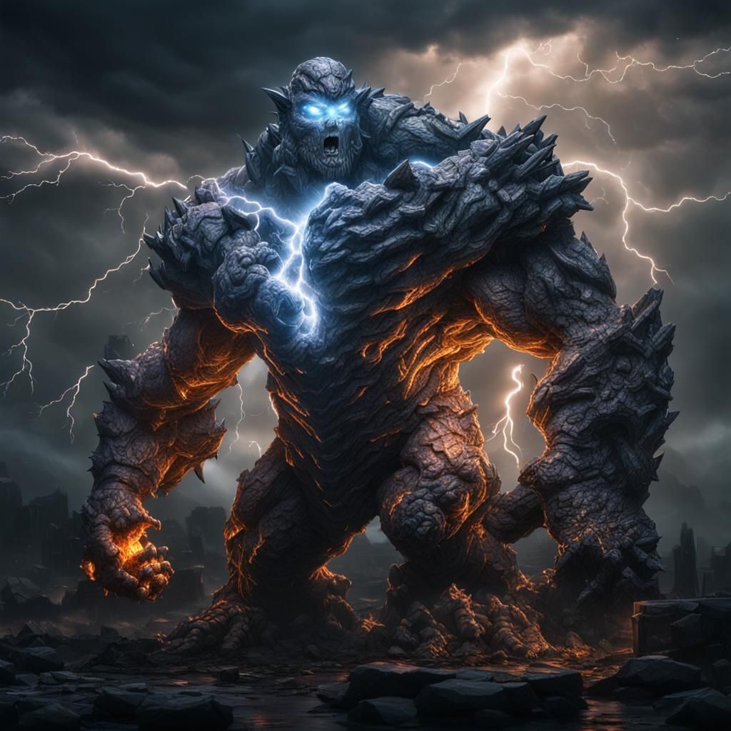 lightning elemental golem - AI Generated Artwork - NightCafe Creator