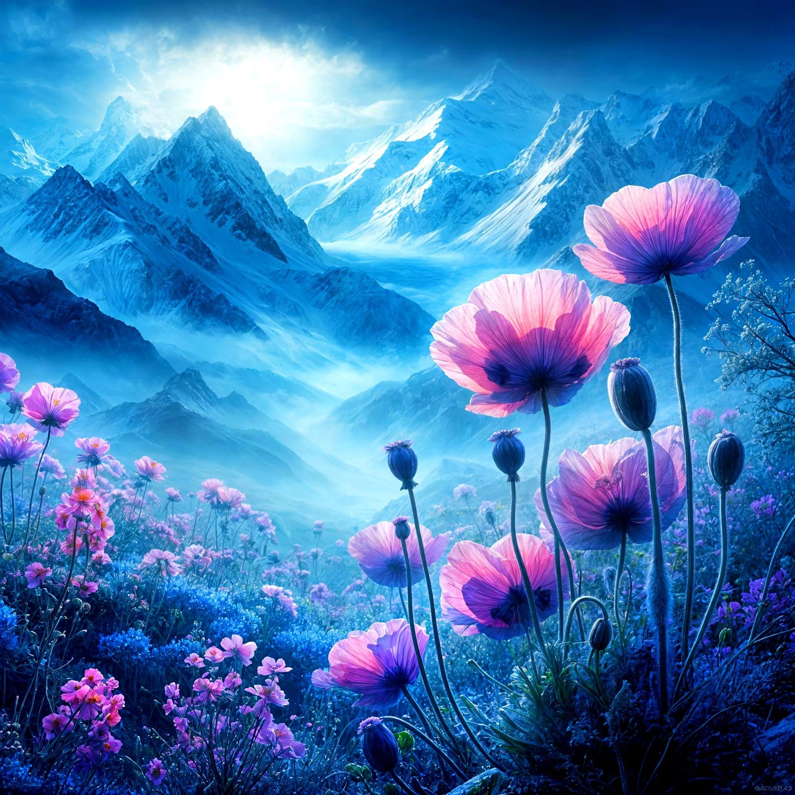 Himalayan pink poppies - Himalayan pink poppies