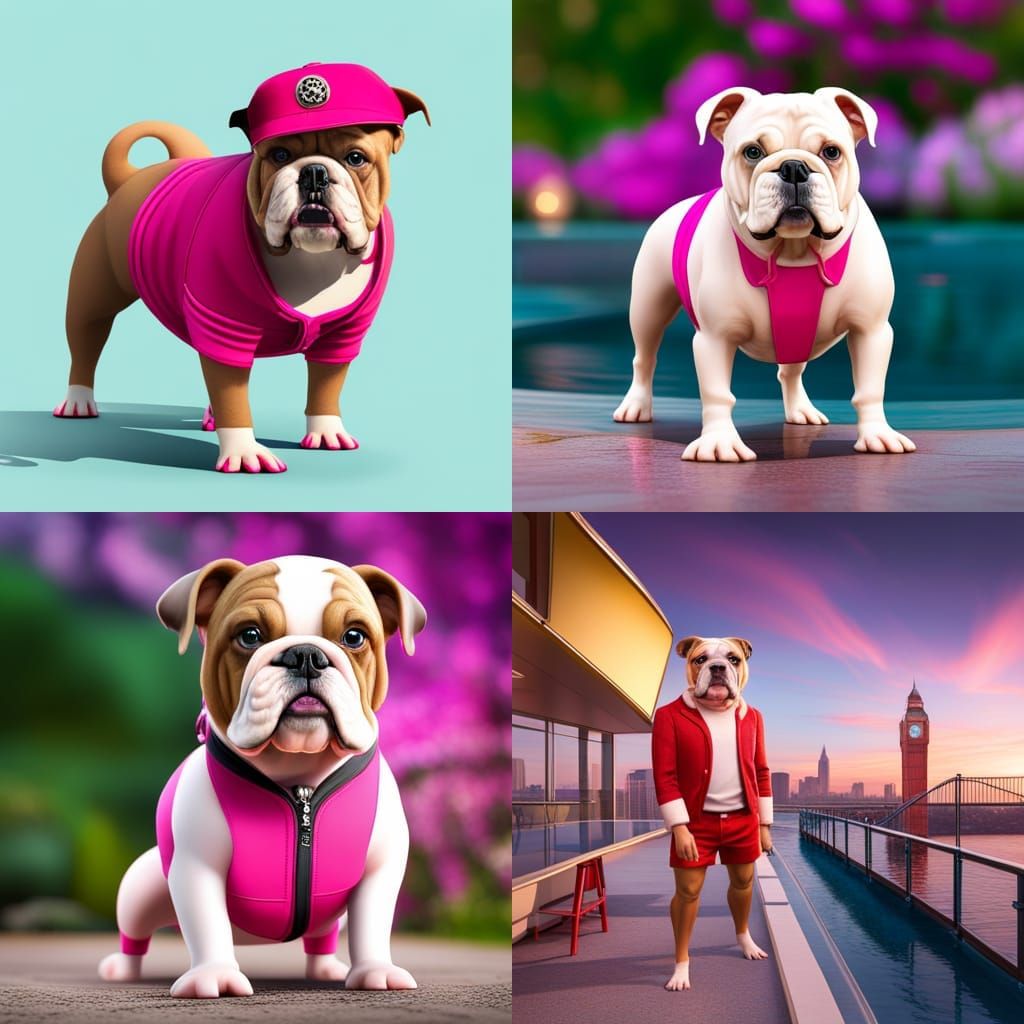 English bulldog in barbie clothes hyper realistic – ar 2:3 - AI ...