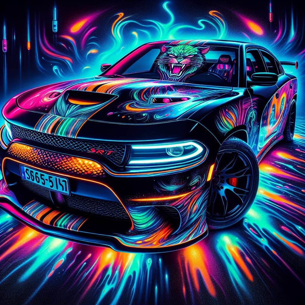 SRT Hellcat Charger in Neon