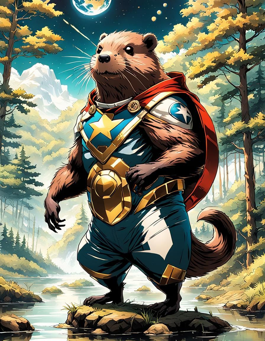 beaver-man in a super hero suit - AI Generated Artwork - NightCafe Creator