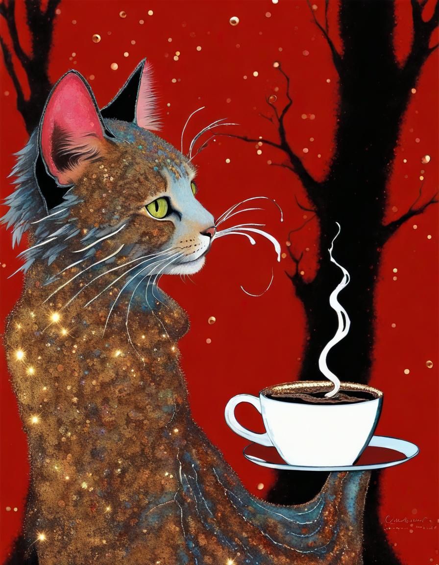 Coffee cat (4) - AI Generated Artwork - NightCafe Creator