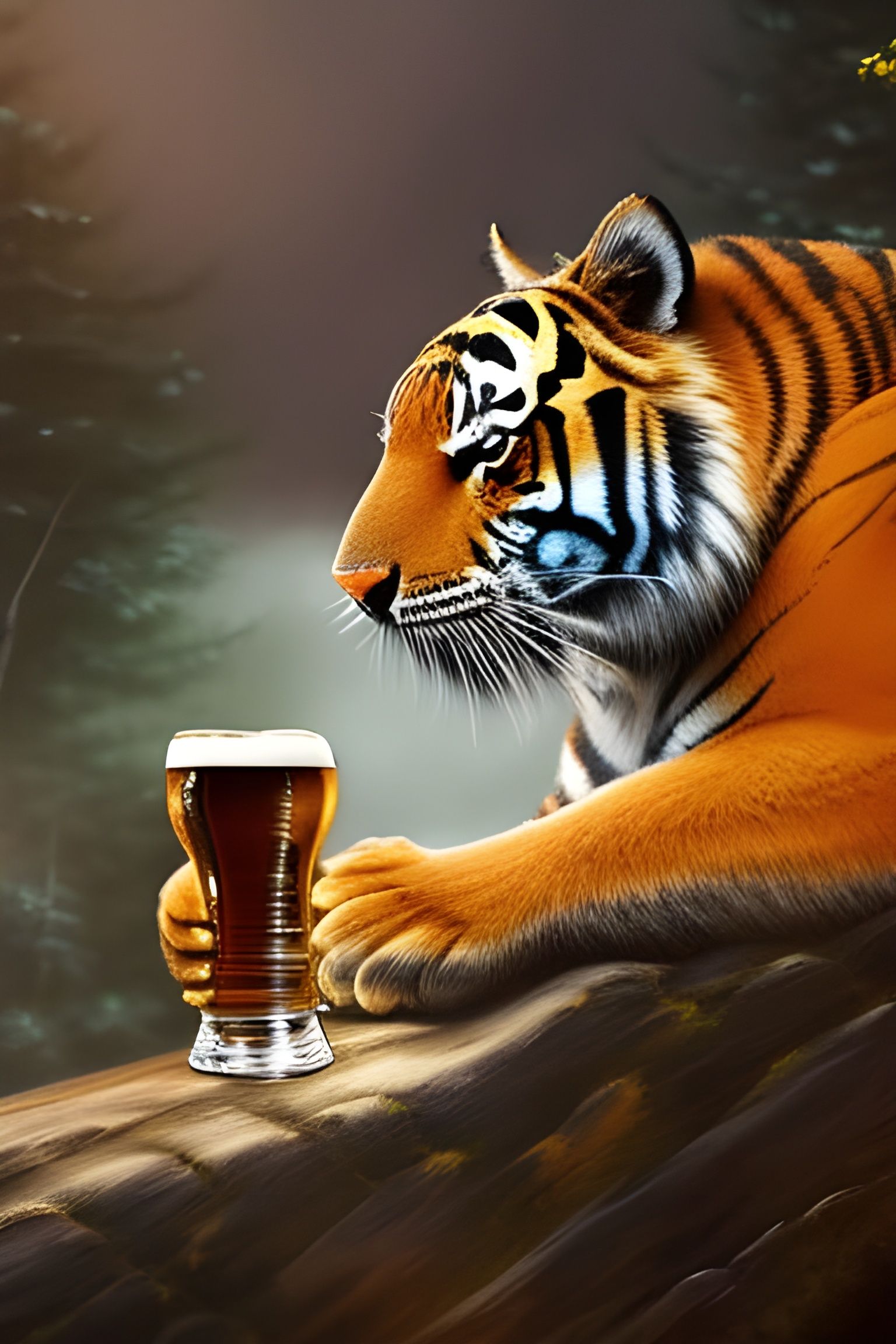 A Tiger Drinking a Pint of Beer - AI Generated Artwork - NightCafe Creator