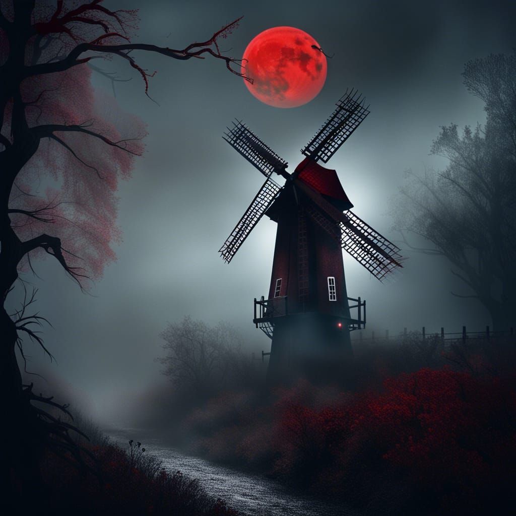 Haunted Windmill - AI Generated Artwork - NightCafe Creator