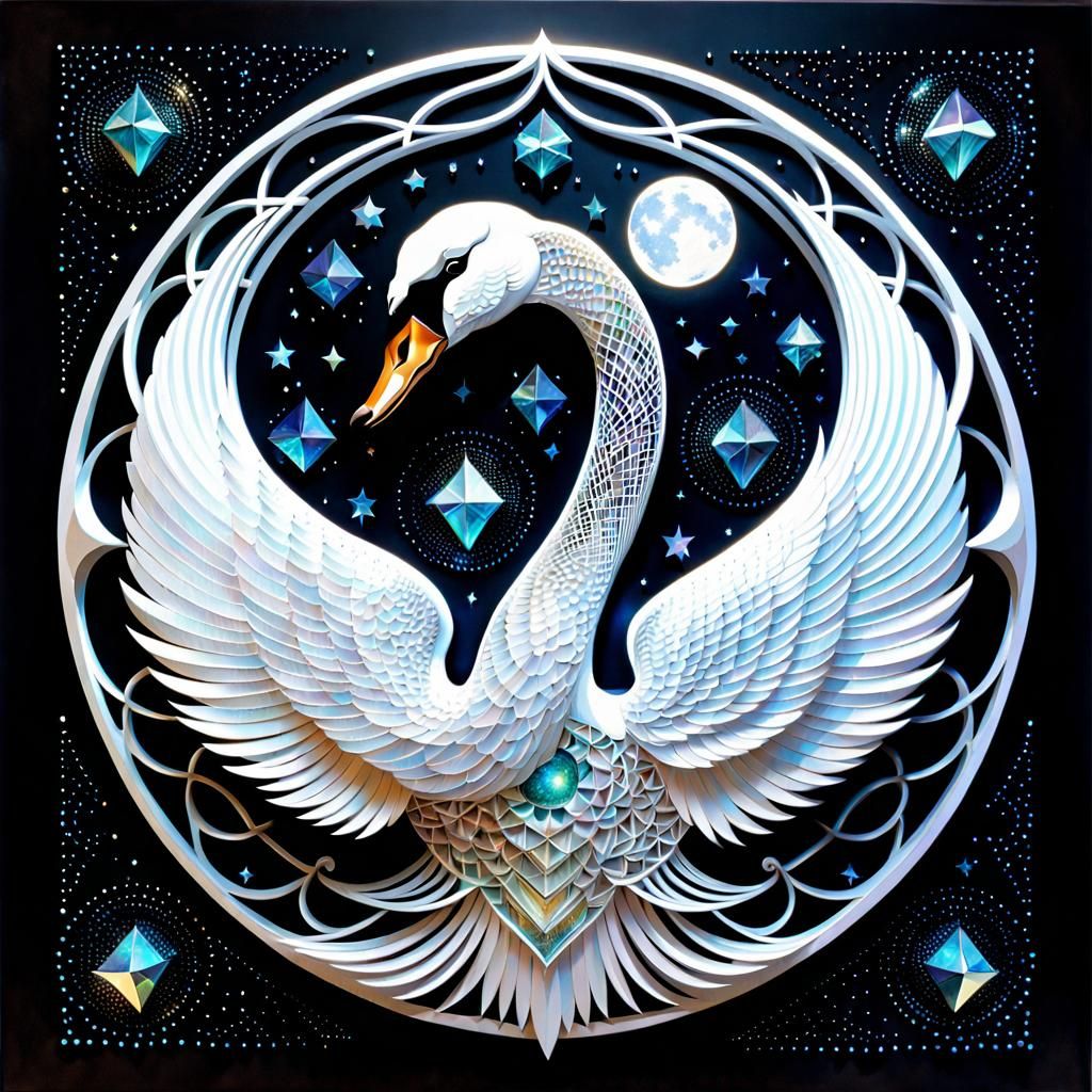 A Breathtaking Majestic Moon Swan Representation Made of Maximalist ...
