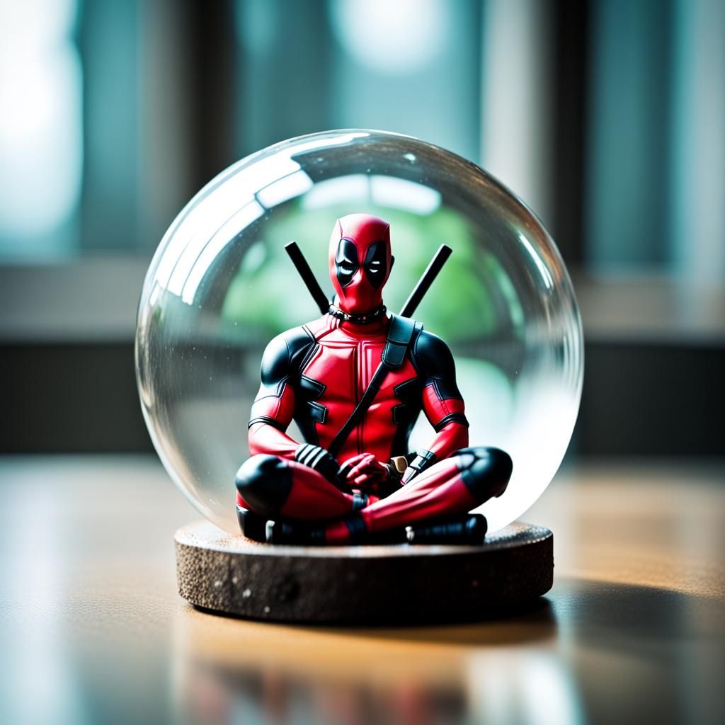 Deadpool meditating inside a glass ball - AI Generated Artwork ...