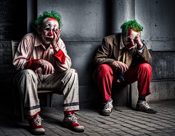 Depressed, Filthy Clowns VIII - AI Generated Artwork - NightCafe Creator