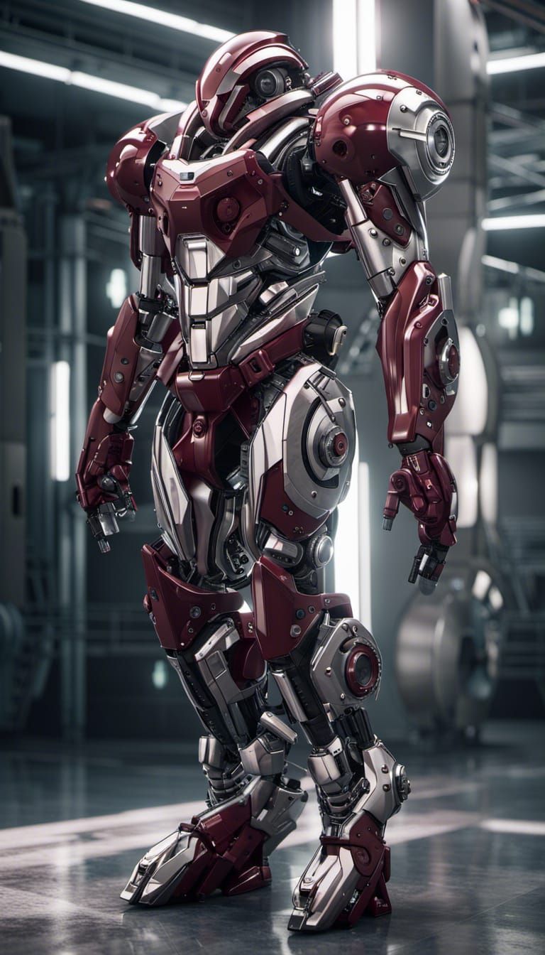 2d male, side view, wearing burgundy and silver scifi, futuristic ...